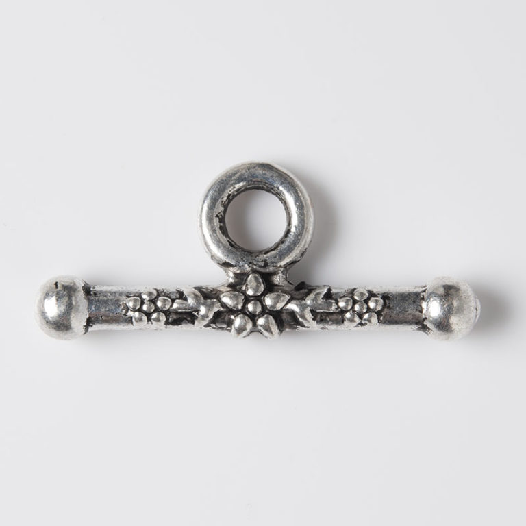 Pewter Charm – Baton with flower – Stef Francis